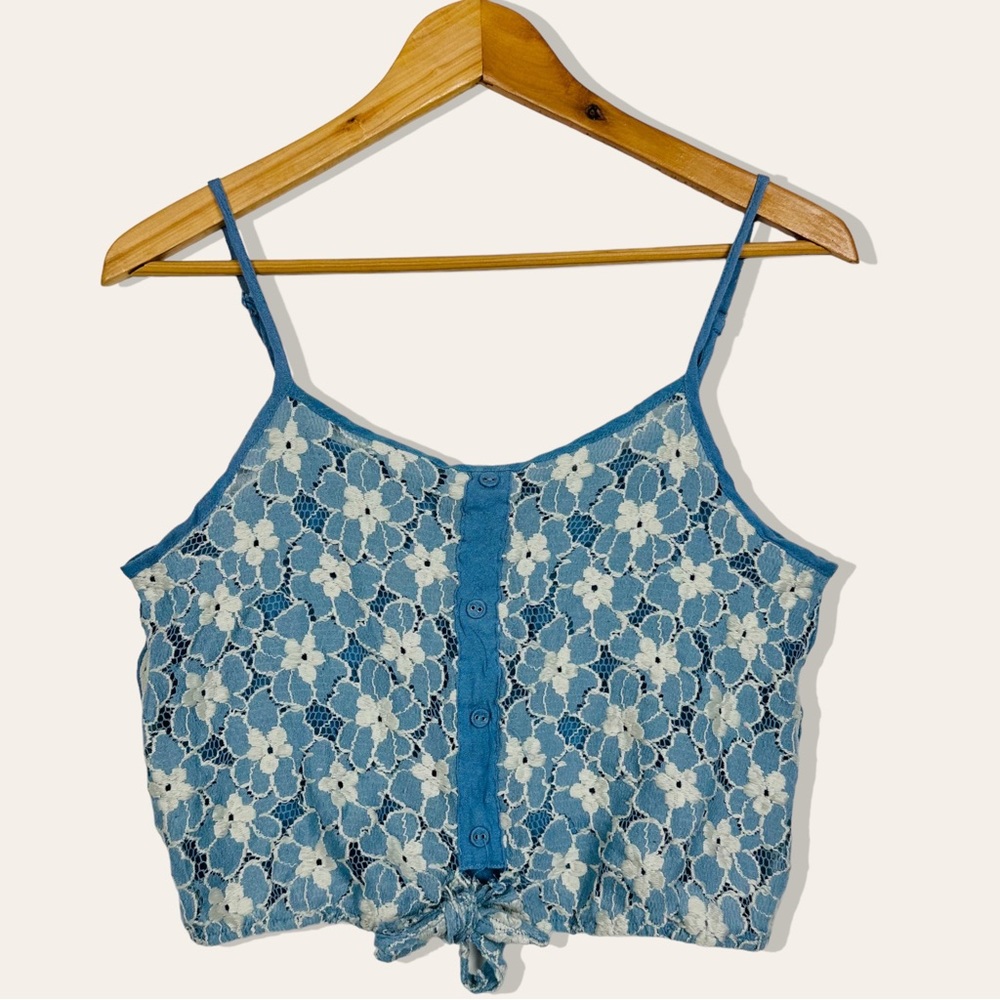 Mine Sheer Floral Lace Tie Front Dainty Feminine Cami… - Gem